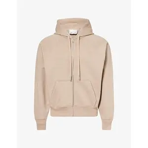 AMI Paris Adc Logo-embroidered Cotton-jersey Hoody - Beige Mastic