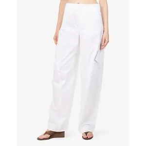 Alaïa Barrel-leg High-rise Cotton-poplin Cargo Trousers