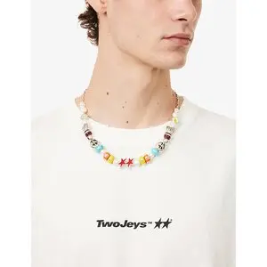 TWOJEYS Beaded Signature Sterling Silver-plated Brass Necklace