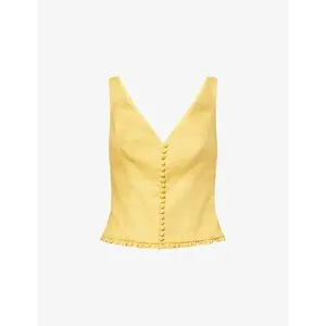 REFORMATION Flicka Linen Top - Maize