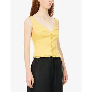 REFORMATION Flicka Linen Top - Maize