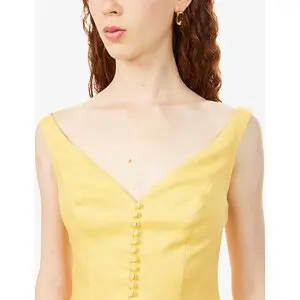 REFORMATION Flicka Linen Top - Maize