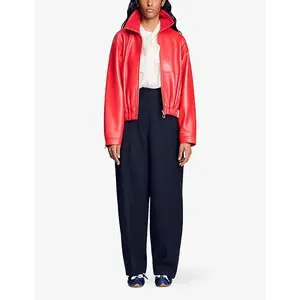 Sandro Elasticated-hem Leather Jacket