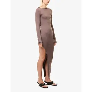 Rick Owens Long Sleeve Slit Wool Maxi Dress