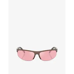 Miu Miu Oval-frame Injected Sunglasses - Brown