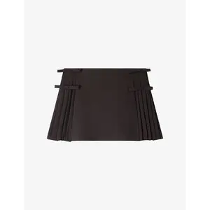 Sandro Pleated Mini Skirt With Bow Detail