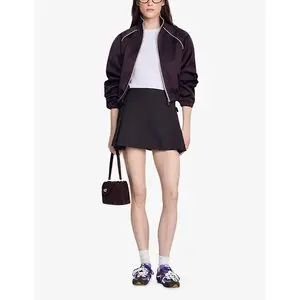 Sandro Pleated Mini Skirt With Bow Detail