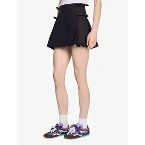 Sandro Pleated Mini Skirt With Bow Detail
