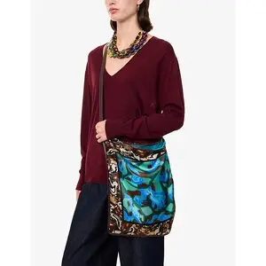 Dries Van Noten Large Scarf Print Woven Shoulder Bag - Brown