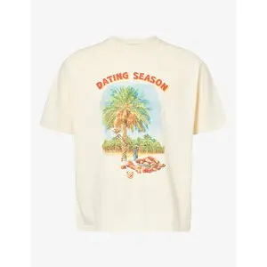 NOT BORING Dating Season Graphic-print Cotton T-shirt - Creme