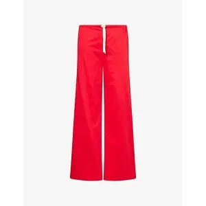 REFORMATION Gina Wide-leg Stretch-cotton Trousers - Lipstick
