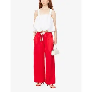 REFORMATION Gina Wide-leg Stretch-cotton Trousers