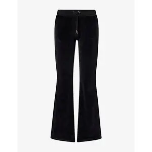 SPORTY & RICH Crystal-logo Flared Cotton Jogging Bottoms - Black