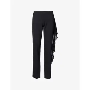 NENSI DOJAKA Wool Trousers With Sheer Frill Trim