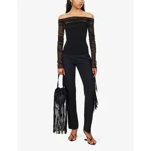 NENSI DOJAKA Wool Trousers With Sheer Frill Trim
