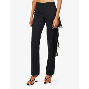 NENSI DOJAKA Wool Trousers With Sheer Frill Trim