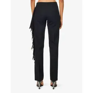 NENSI DOJAKA Wool Trousers With Sheer Frill Trim