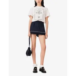 Maje Layered High-rise Woven Shorts