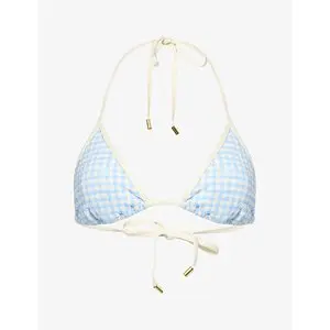 Monday Swimwear Palma Triangle Bikini Top - Sky Gingham