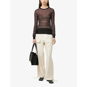 JW Anderson Sheer Striped Cotton And Wool Blend Top - Black
