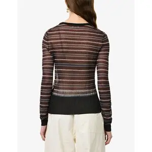 JW Anderson Sheer Striped Cotton And Wool Blend Top - Black