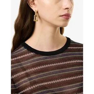 JW Anderson Sheer Striped Cotton And Wool Blend Top - Black