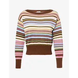 Max Mara Striped Boat-neck Cotton-knit Jumper
