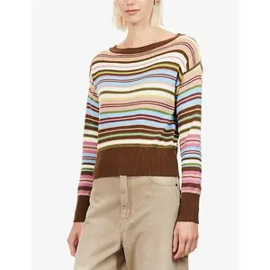 Max Mara Striped Boat-neck Cotton-knit Jumper