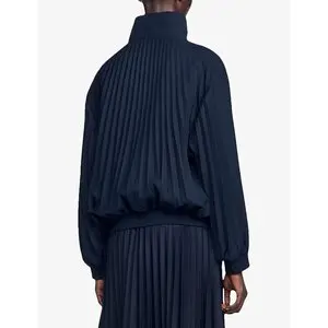 Sandro Pleated Zip-up Wool-blend Jacket