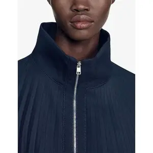 Sandro Pleated Zip-up Wool-blend Jacket