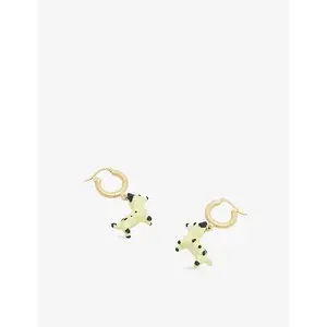 Marni Enamelled Dog Charm Brass Hoop Earrings - 00c16