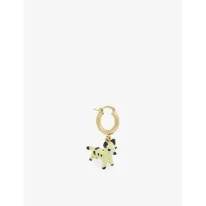 Marni Enamelled Dog Charm Brass Hoop Earrings