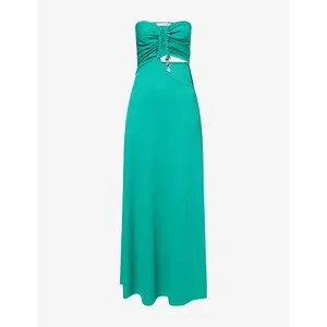 Christopher Esber Droplet Crystal Embellished Strapless Maxi Dress - Malachite
