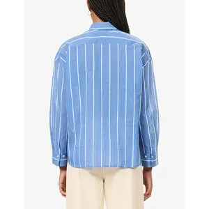 ME+EM Striped Cotton-blend Shirt With Removable Scarf