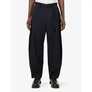 Sacai Barrel-leg Wool-blend Trousers