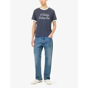 PALMES Slogan-embroidered Cotton-blend T-shirt