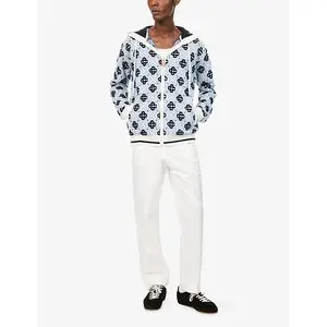 Casablanca Monogram Zip-up Wool Hoody - Blue