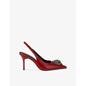Kurt Geiger Belsize Eagle Leather Slingback Pumps - Red