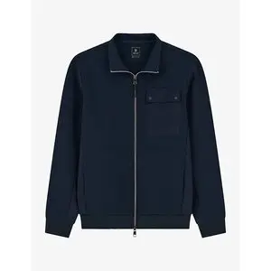 Boggi Milano Patch-pocket Zipped Cotton-blend Sweatshirt - Navy Blue