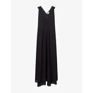 Dissh Annabel Lace-trim Cotton-blend Maxi Dress - Black