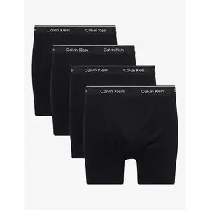 Calvin Klein Logo-waistband Pack Of Three Cotton Boxer Briefs - Black