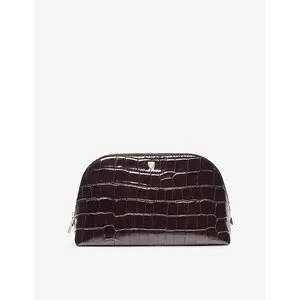ASPINAL OF LONDON Classic Large Leather Cosmetic Case - Amazonbrown