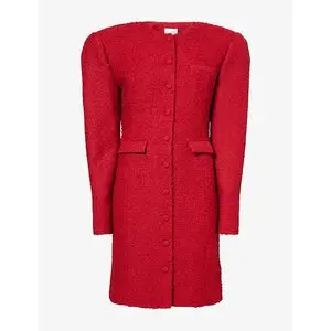 Magda Butrym Padded-shoulder Bouclé Mini Dress - Red