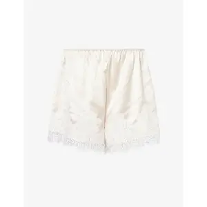 Dissh Lace Trim Satin Shorts - Oyster