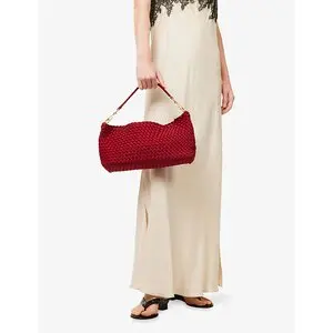 NAGHEDI Porto Halfmoon Woven Shoulder Bag - Rosso