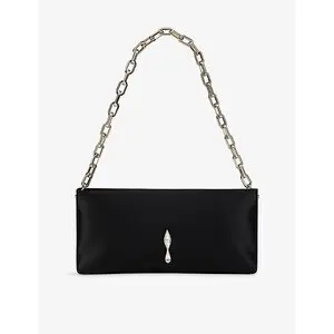 CHRISTIAN LOUBOUTIN Maykimay Chain Pouch Satin Clutch Bag - Black
