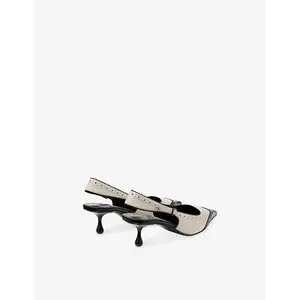 JIMMY CHOO Amel 50 Leather Slingback Heels With Perforated Detailing