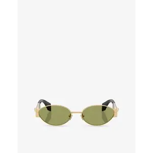 Versace Oval Frame Metal Sunglasses - Gold