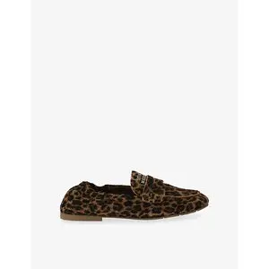 Steve Madden Newbury Leopard Print Suede Loafers - Black/comb
