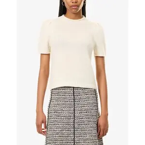 ME+EM Puff Sleeve Cashmere And Wool Blend Top